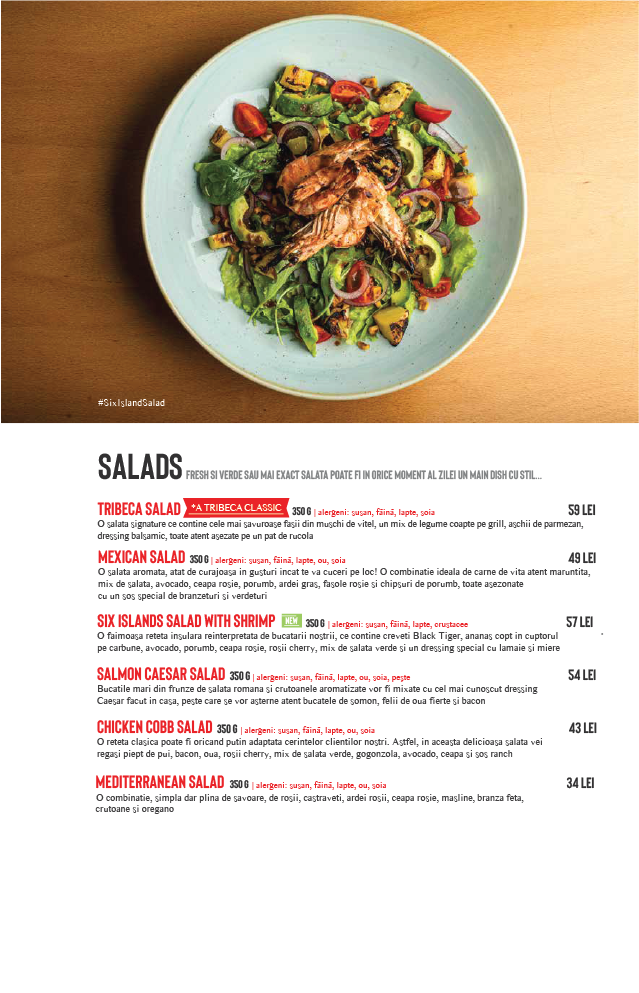 Food Menu – Tribeca – Pub & Charcoal Grill