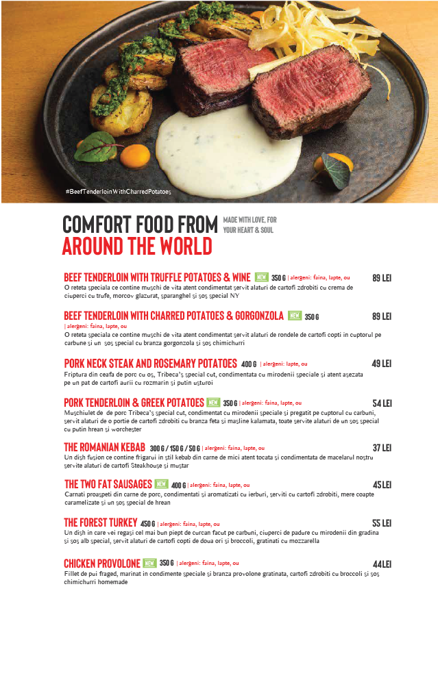 Food Menu – Tribeca – Pub & Charcoal Grill